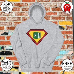 Microsoft Excel Superhero Hoodie for Data Wizards - Adult Unisex Gifts ...