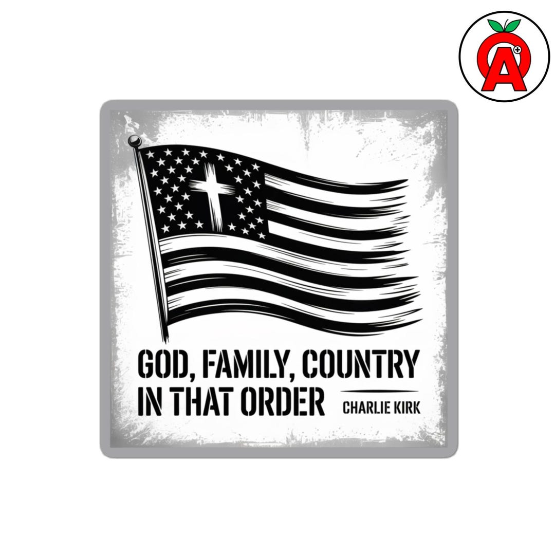 Charlie Kirk - God Family Country in That Order, Vinyl Bubble-free ...