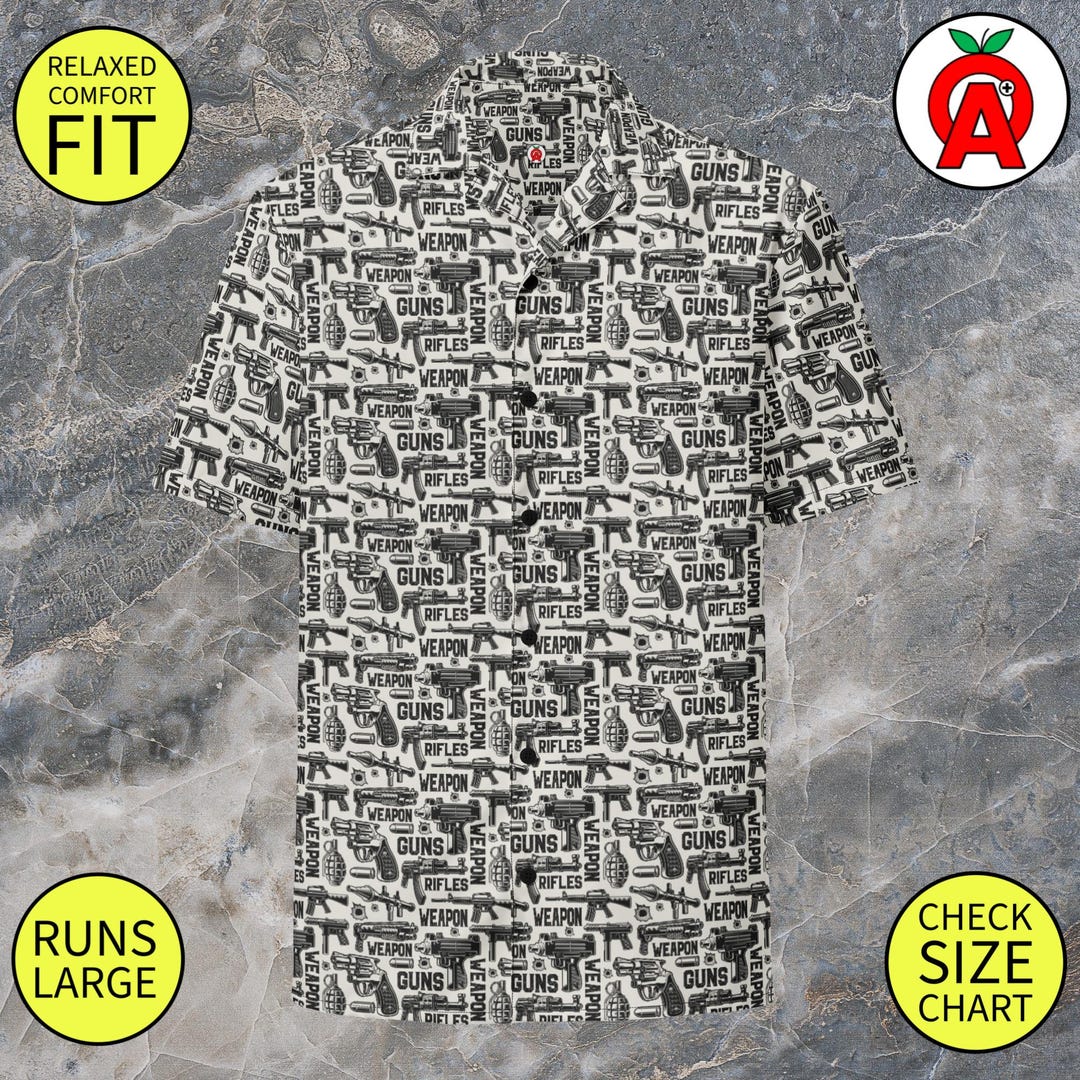 Guns Rifles Weapon Button-up Shirt Adult Unisex Gifts for Gun ...