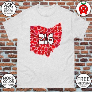 Cleveland Ohio 216 Area Code Love Red Hearts Map Unisex Shirt - Etsy
