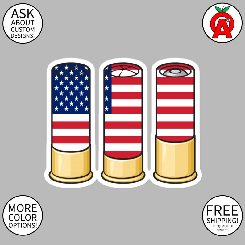 American Flag Shotgun Shells Sticker Great for Gear, Mugs, Laptops Gift ...