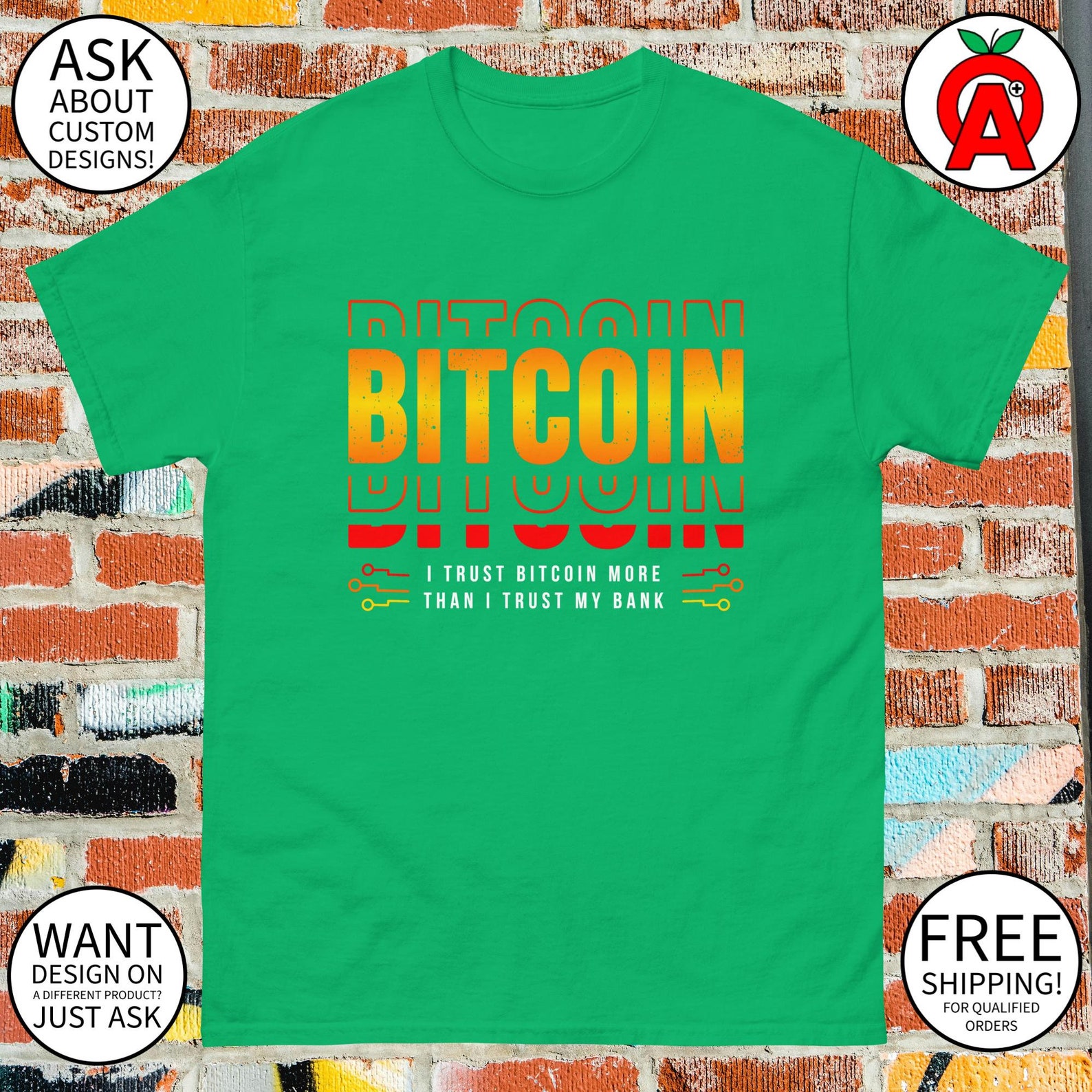 Bitcoin I Trust T-shirt With Bitcoin Logo - Adult Unisex Gifts for ...