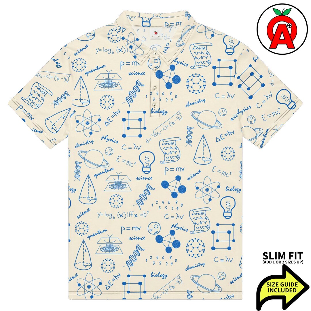 Chalkboard Math Equations & Science Figures, Adult Men’s All-over Slim ...