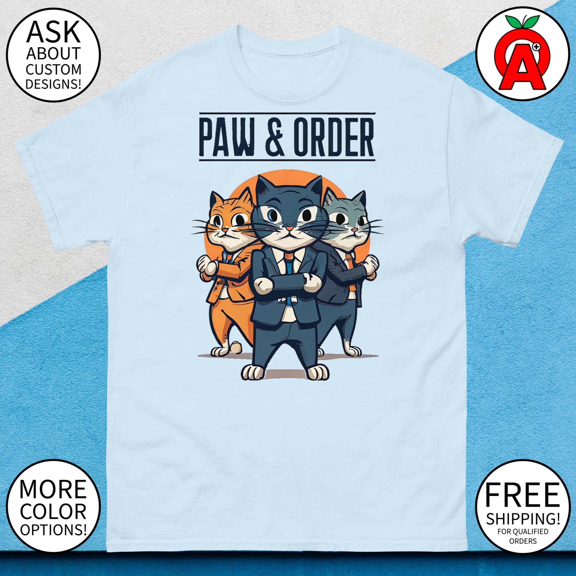 Paw and Order TV Cat Suits Unisex T-shirt Feline Fashion in Black and ...