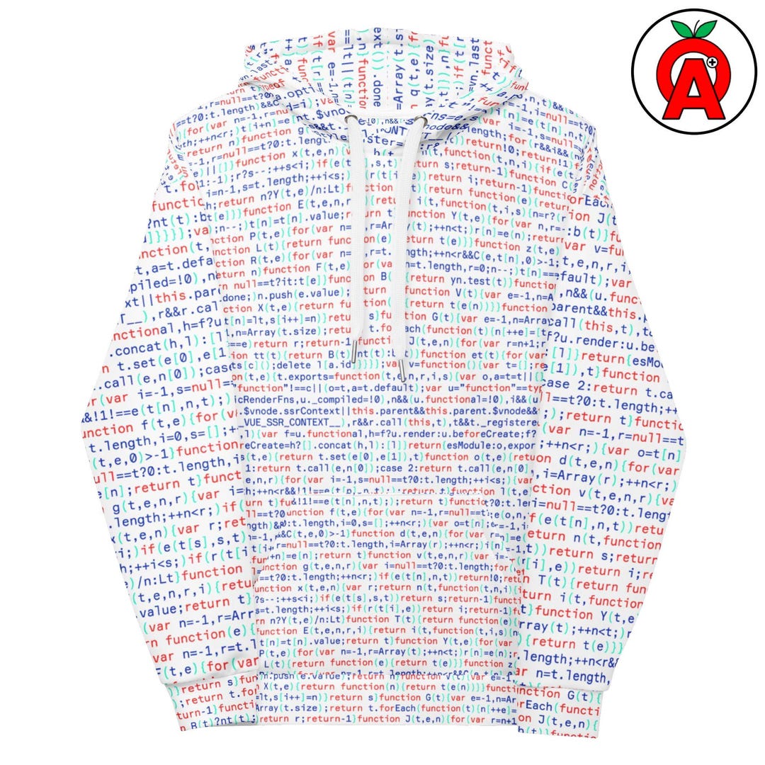 Computer Programming Code Pattern, All-over Adult Unisex Hoodie ...