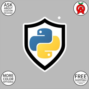 Python Programming Logo Superhero Shield Vinyl Sticker - Free Bubble ...