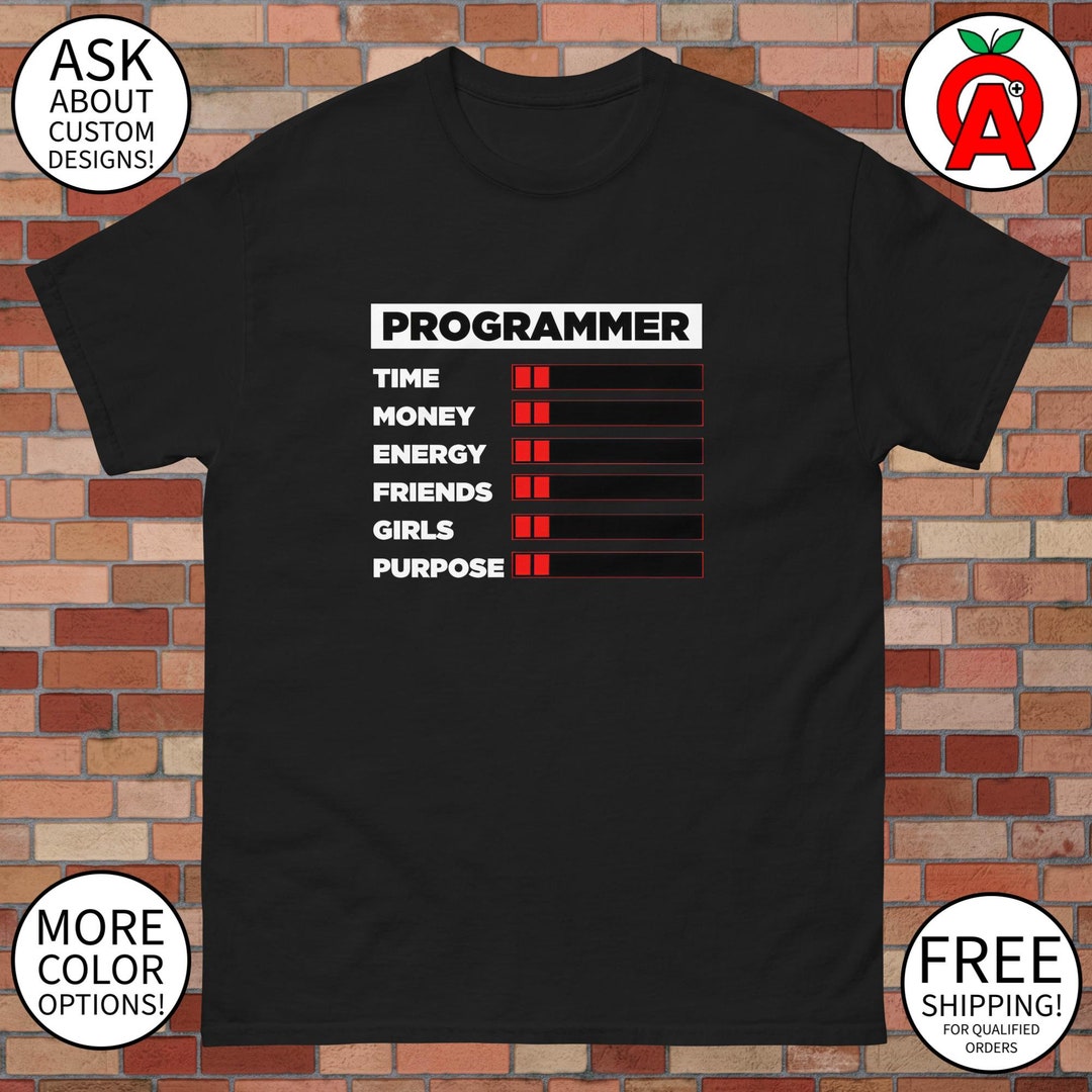Programmer Life Essentials Shirt - Adult Unisex Gifts for Techies ...