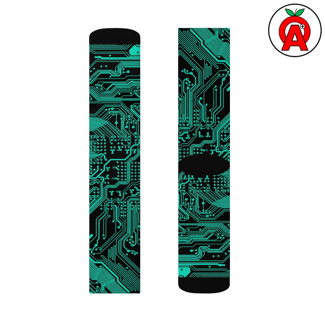 Circuit Board Pattern, Adult Unisex All-over Crew Socks, Engineer ...