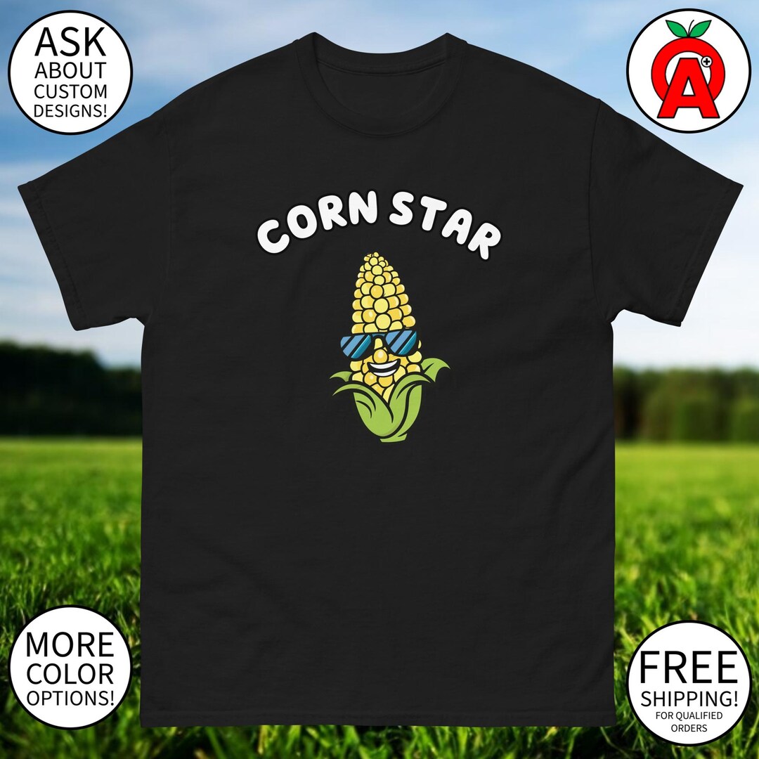 Corn Star Adult Unisex Funny Punny Jokes Cool Corncob With Sunglasses ...