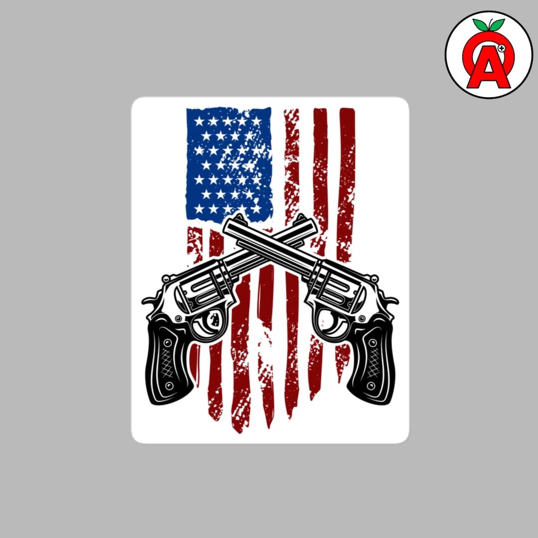 American Flag Revolver, Vinyl Bubble-free Sticker, Patriotic Gun Owner ...