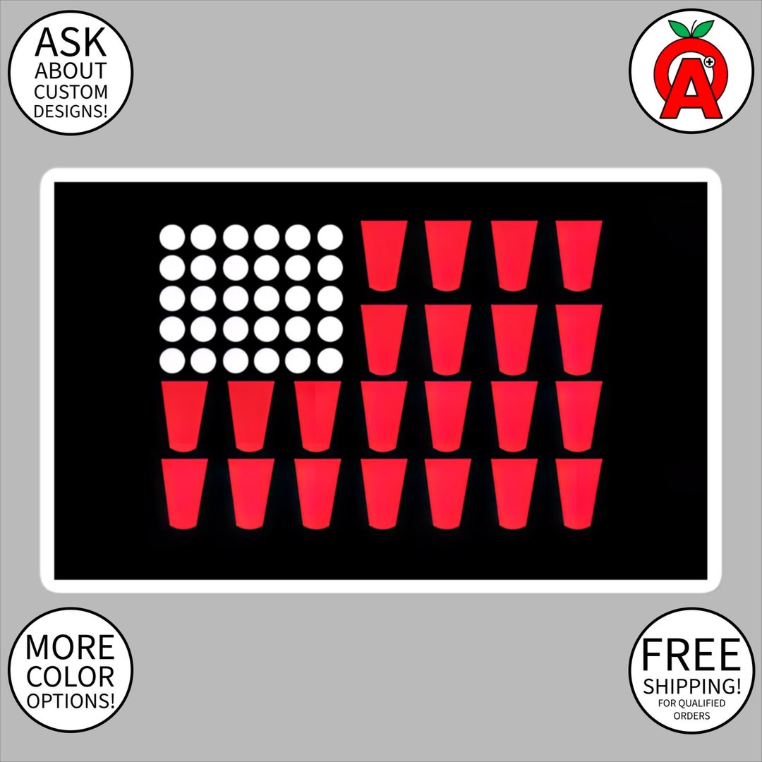 USA Flag Beer Pong Vinyl Bubble-free Sticker- for Laptops Water Bottles ...