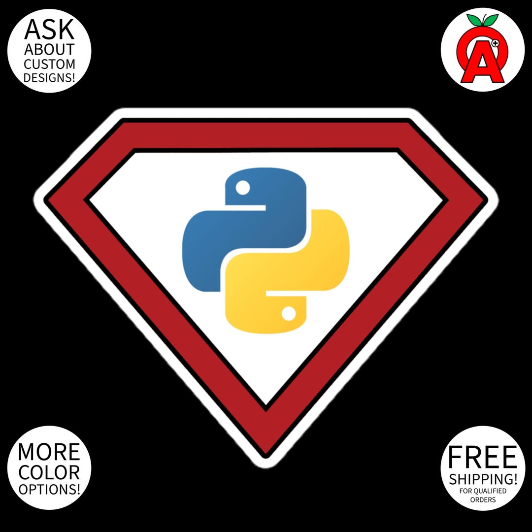 Python Programming Superhero Shield Vinyl Sticker - Bubble-free High ...
