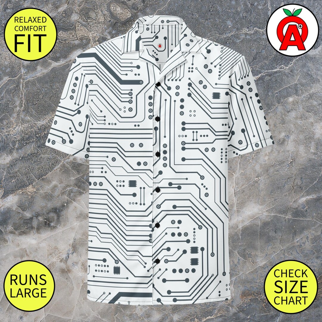 Stylish Circuit Board Button-up Shirt Adult Unisex Gifts for ...