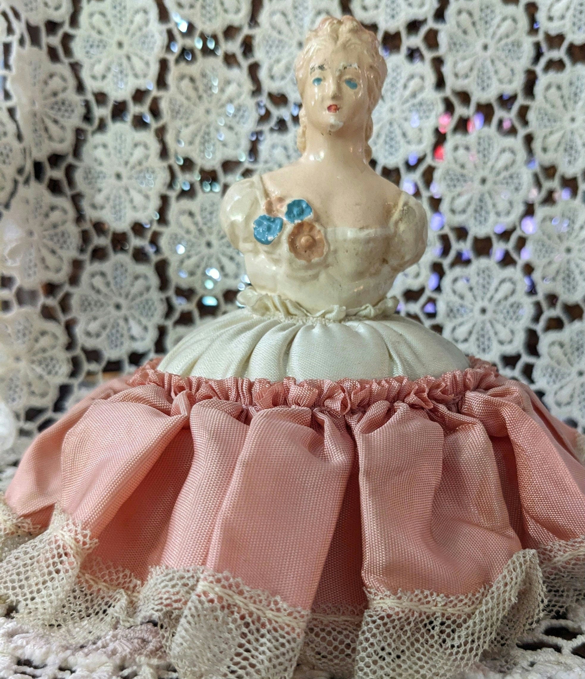 Vintage Half Doll Chalkware Pincushion - Etsy
