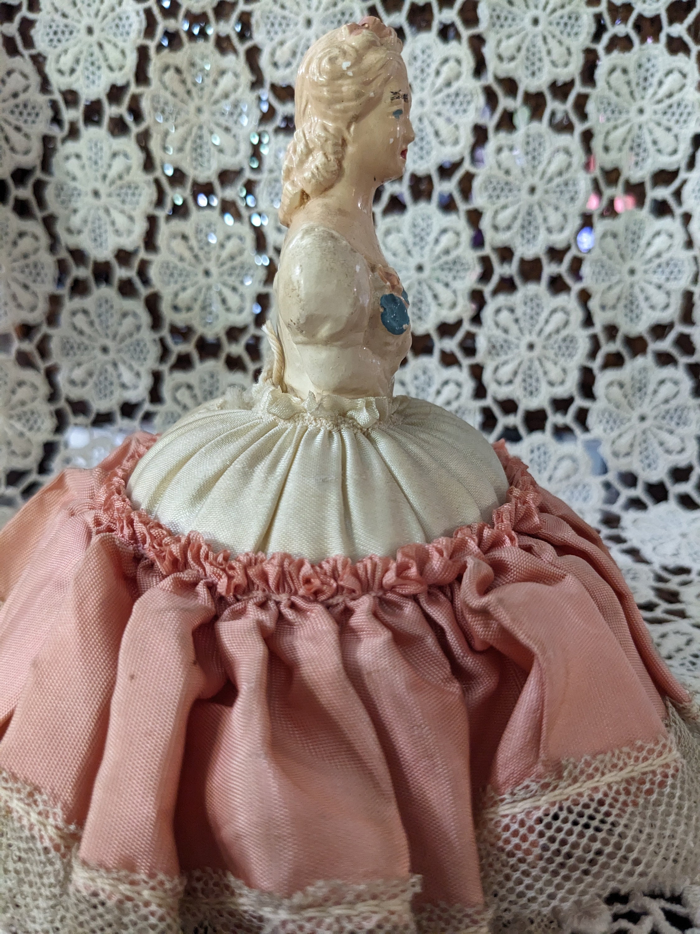 Vintage Half Doll Chalkware Pincushion - Etsy