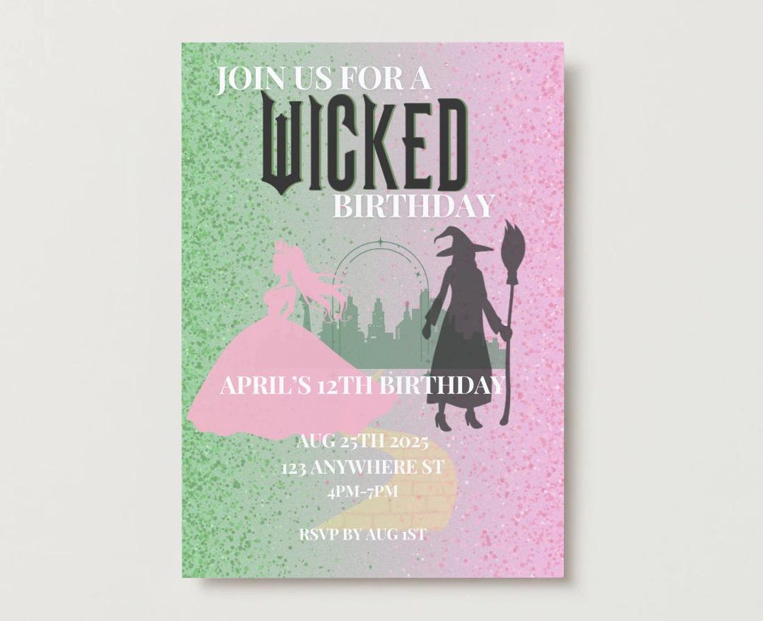 Wicked Inspired Birthday Party Invitation – Custom Printable ...
