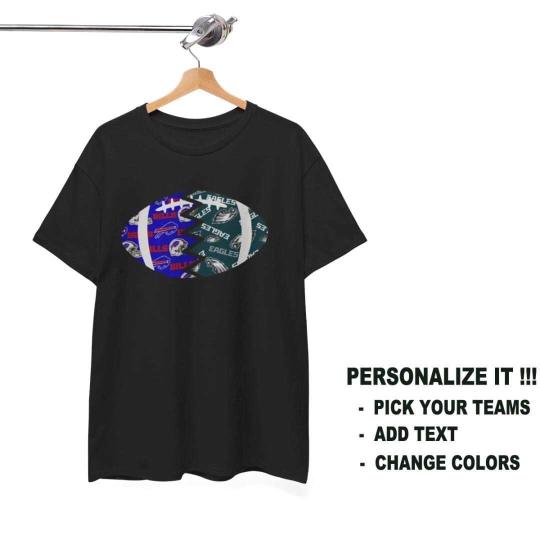 Split Football Shirt for Fans of Two Teams, Root for Both T-shirt ...