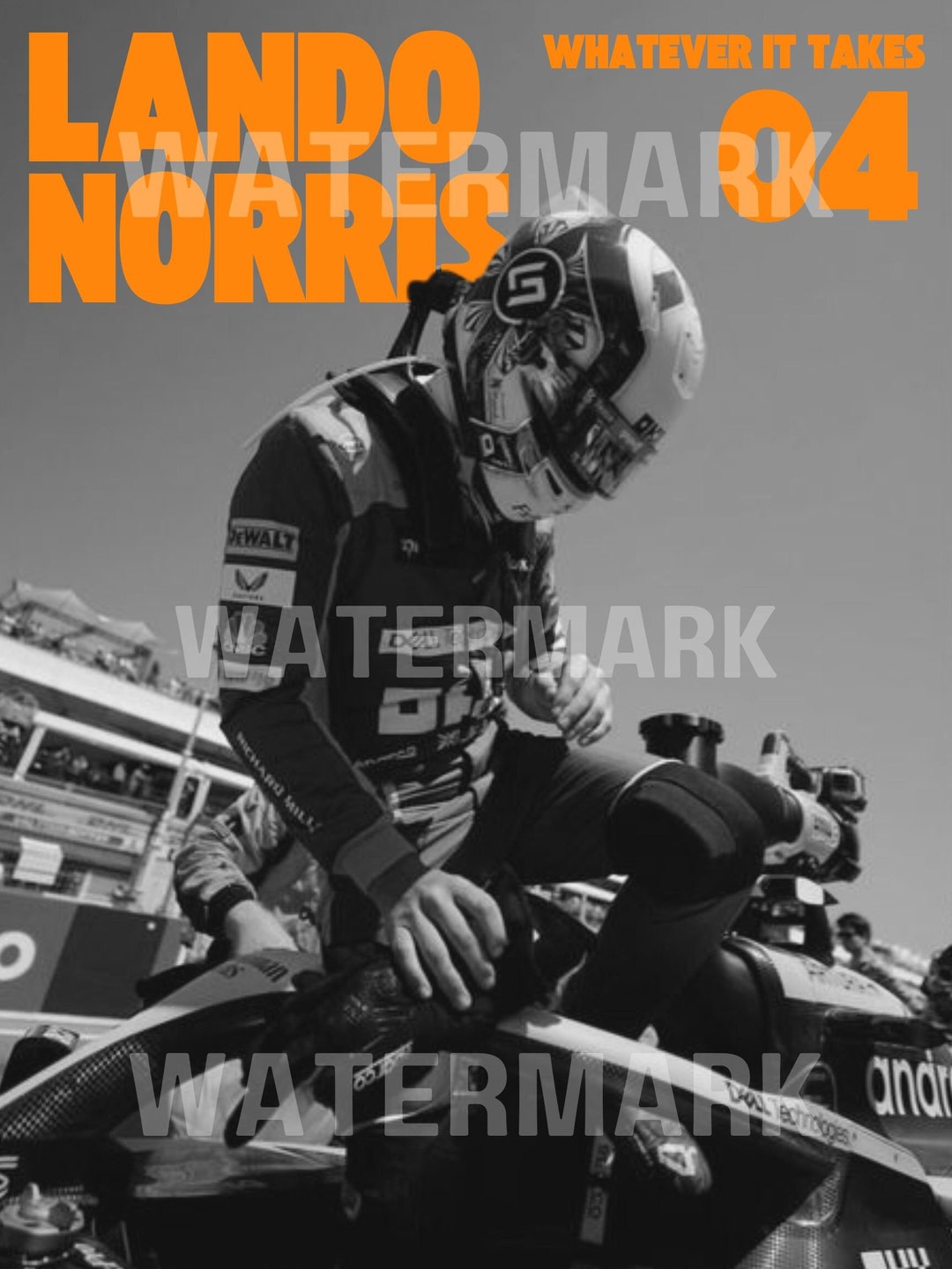 Lando Norris Mclaren Formula One Poster (black & White) - Etsy