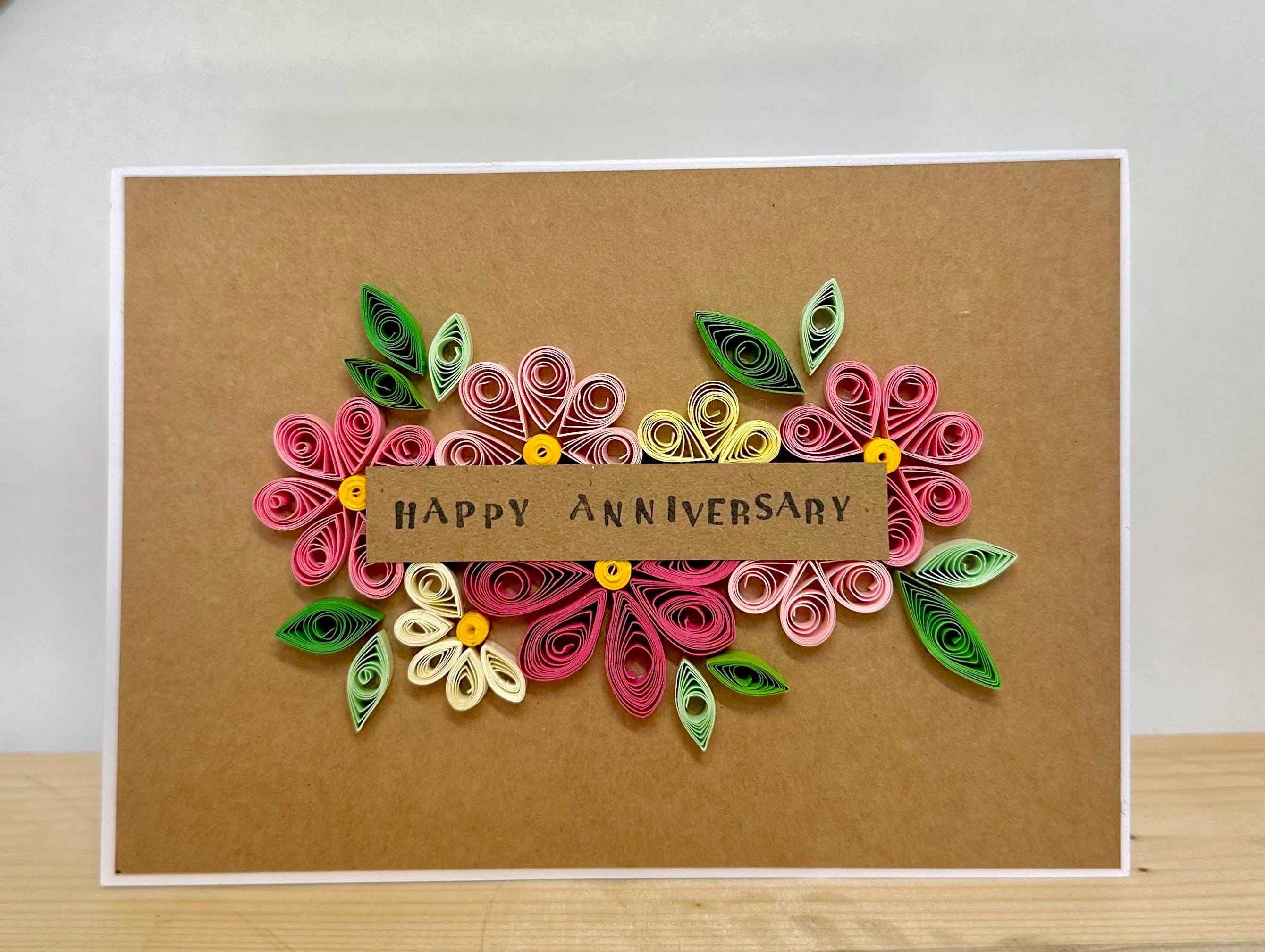 Handmade 3D Floral Quilling Greetings Cards Happy Anniversary Just to ...