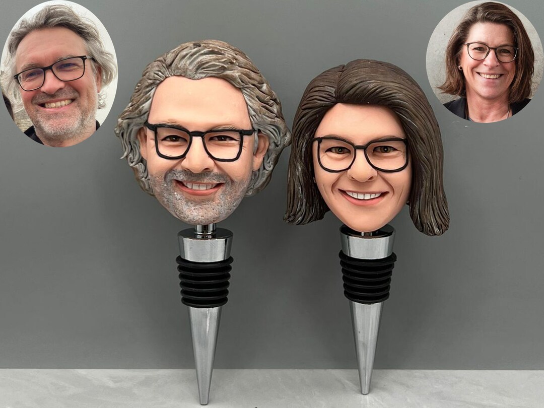 Personalized Polymer Clay Wine Stopper, Custom Couple Portrait Gift - Etsy