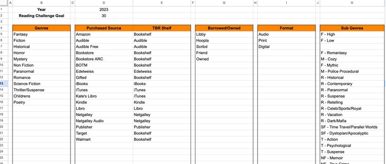 Book Tracking Spreadsheet (google Sheets ONLY) - Etsy