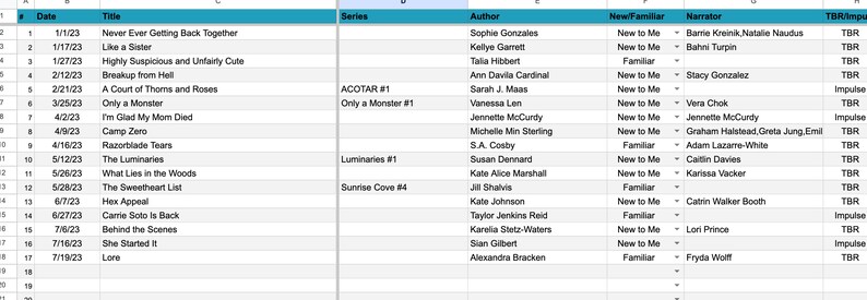 Book Tracking Spreadsheet (google Sheets ONLY) - Etsy