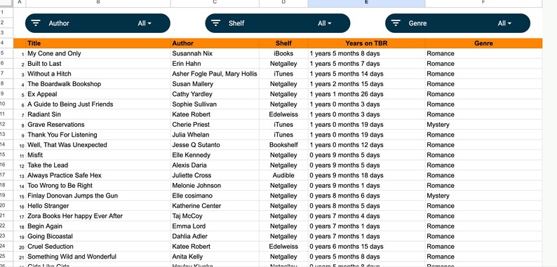 Book Tracking Spreadsheet (google Sheets ONLY) - Etsy