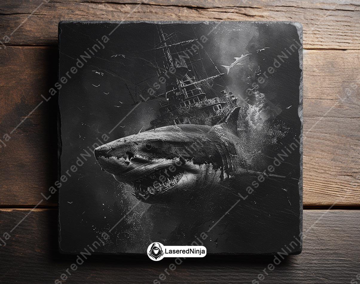 Deep Sea Shipwreck White Shark Ocean Predator Ship Attack Laser File ...