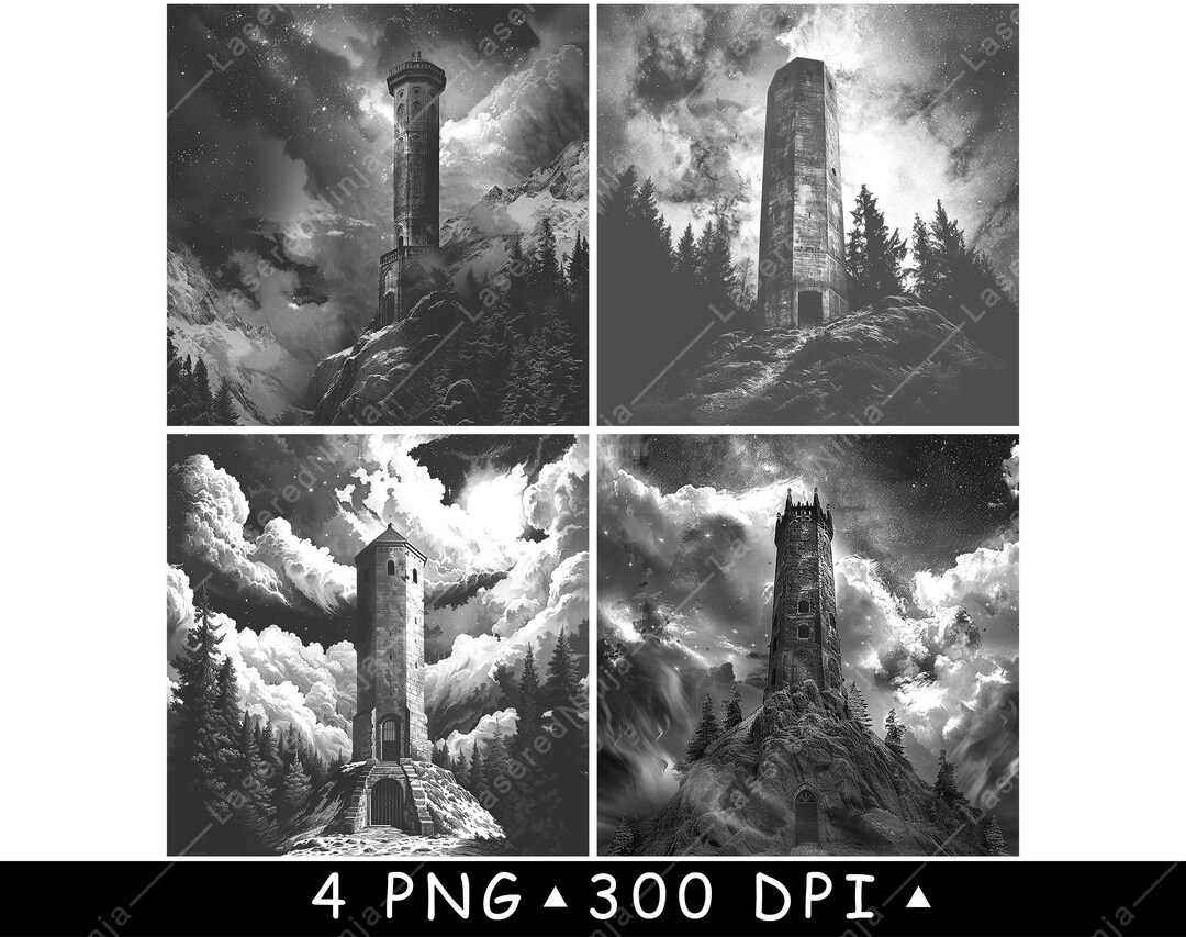 Octagonal Tower Ancient Stone Pillars Castle Architecture Laser File ...