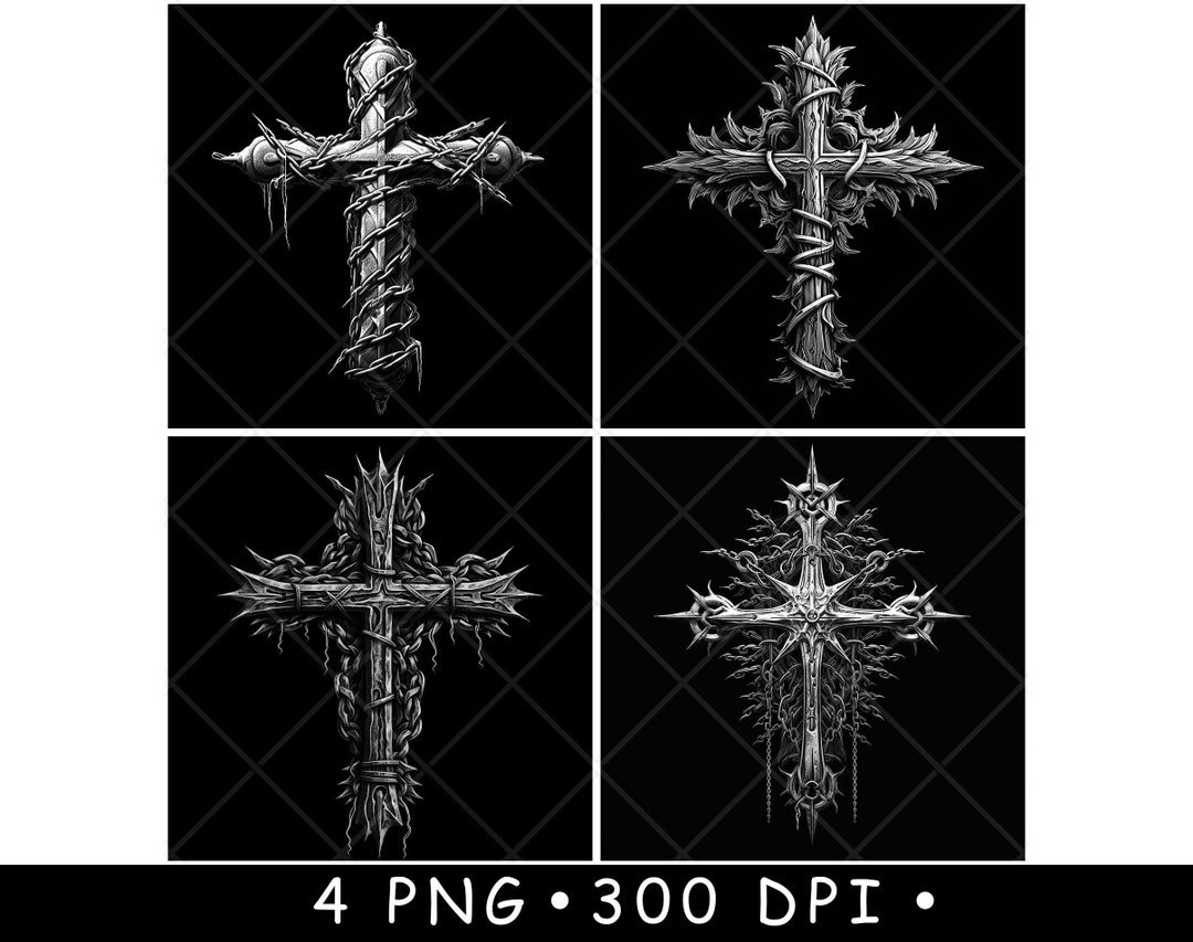 Chicano Cross Chain Thorns Metal Culture Ritual Tattoo Laser File ...