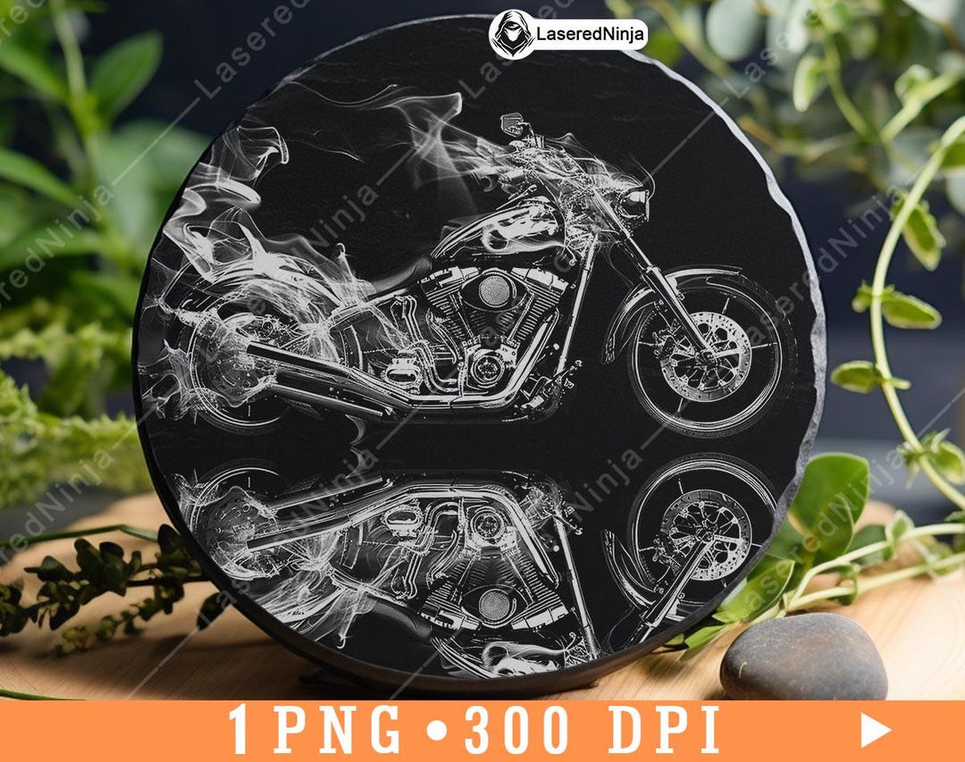 Flaming Motorcycle With Smoke Reflection Custom Chopper High Contrast ...