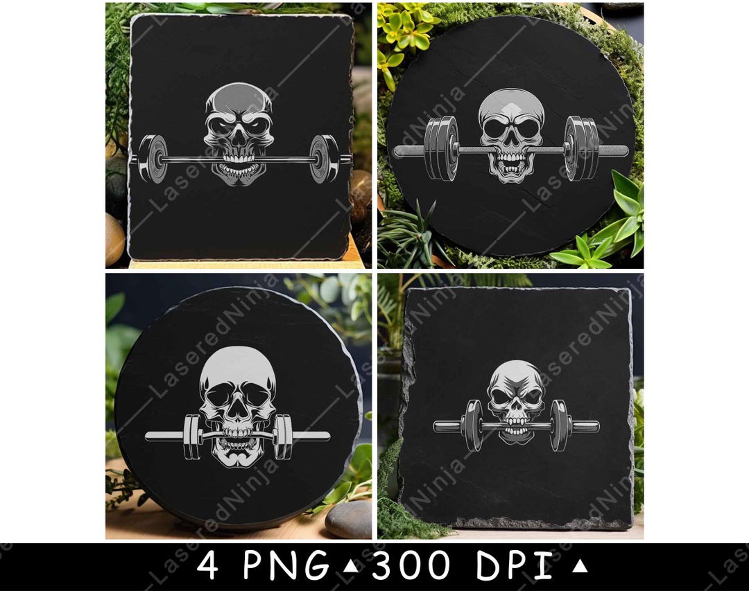 Skull Barbell Gym Dead Bodybuilder Fitness Train Skeleton Laser File ...