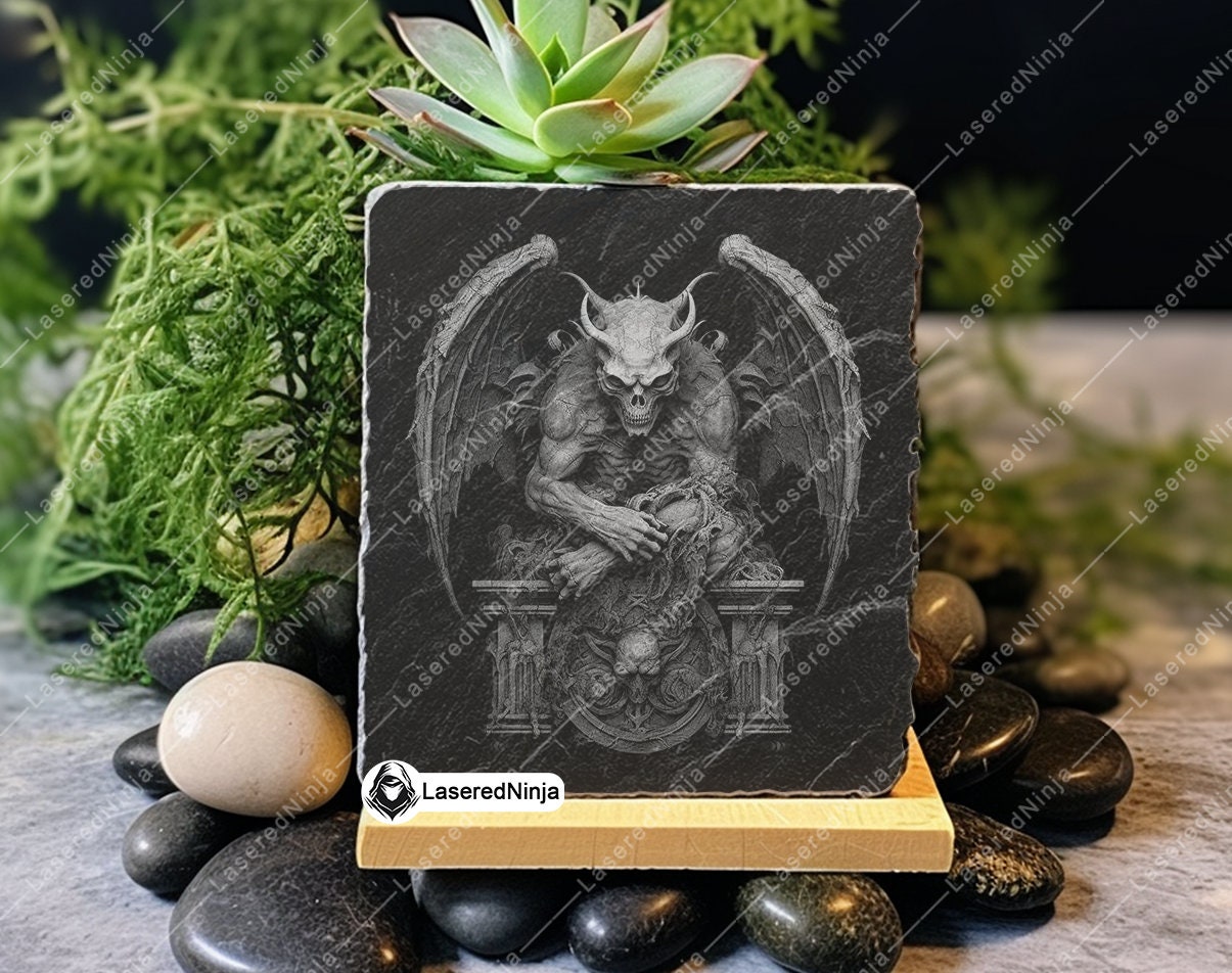 Gargoyle Statue Diablo Sculpture Demon Headstone Laser PNG Slate ...