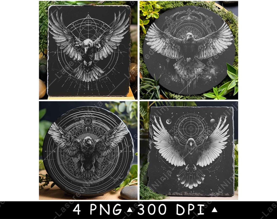 Raven Spread Wings Dark Circle Celestial Orb Dark Crow Laser File ...