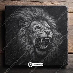 Lion Head Roaring Alpha Apex Predator King Jungle Laser PNG Slate ...
