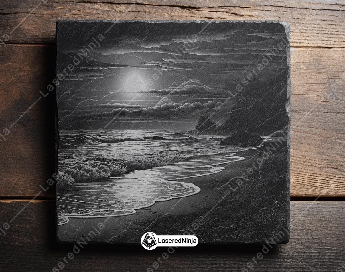 Ocean Sunrise Sunset Moon Beach Water Sea Horizon Scene Laser File ...