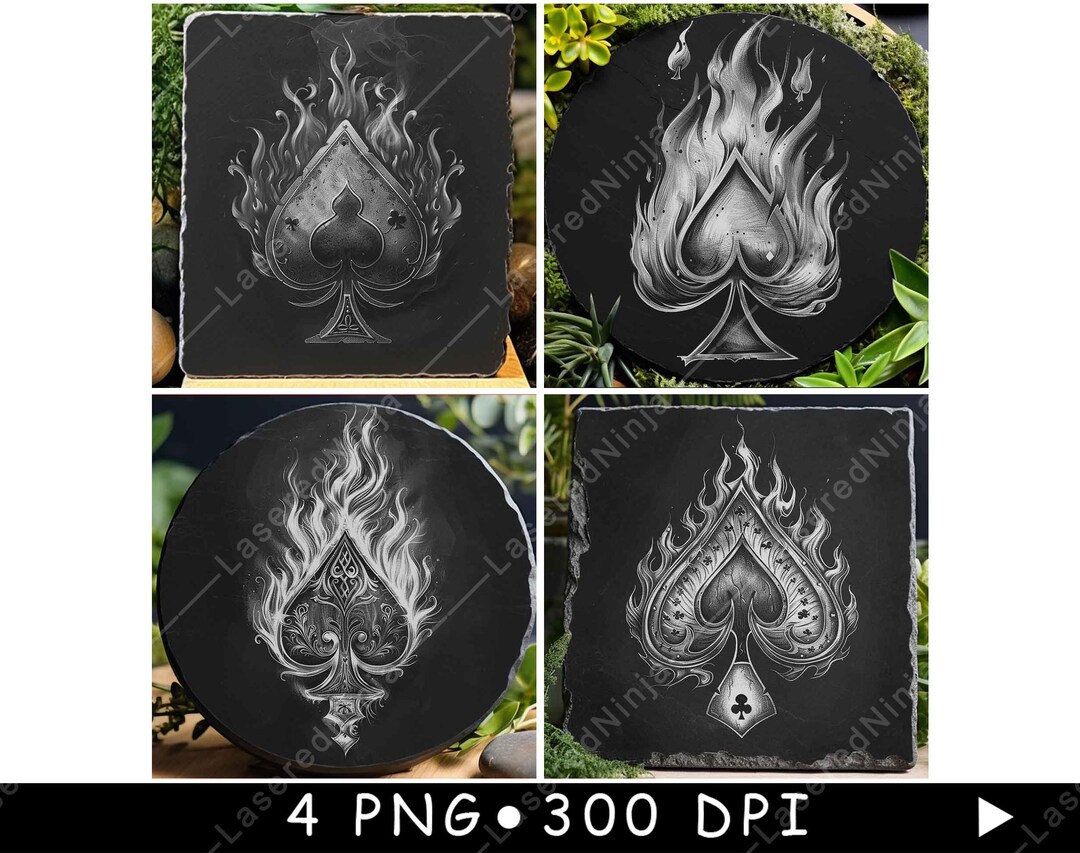 Burning Card Spades Playing Flaming Ace Fiery Poker Fire Laser File ...