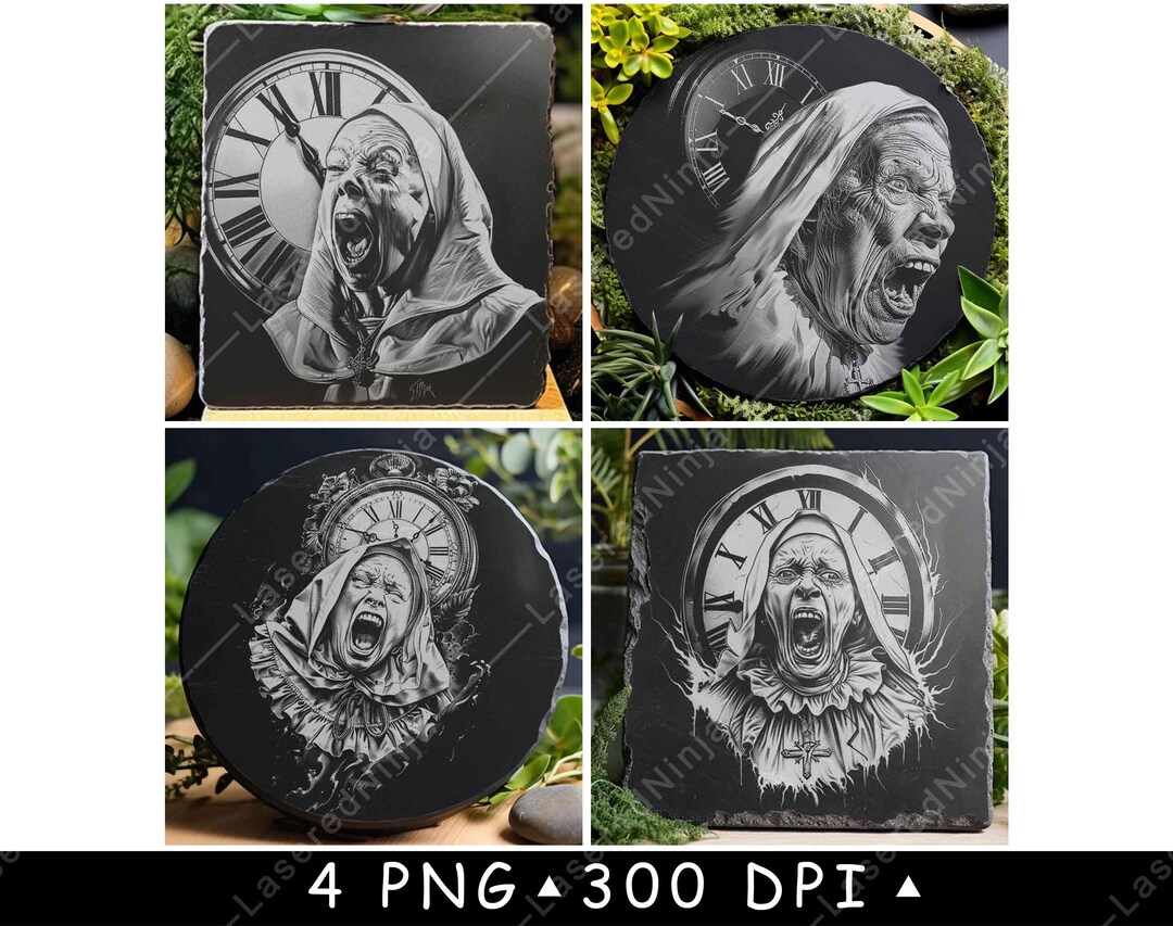 Angry Nun Screaming Haunted Old Creepy Clock Halloween Laser File ...