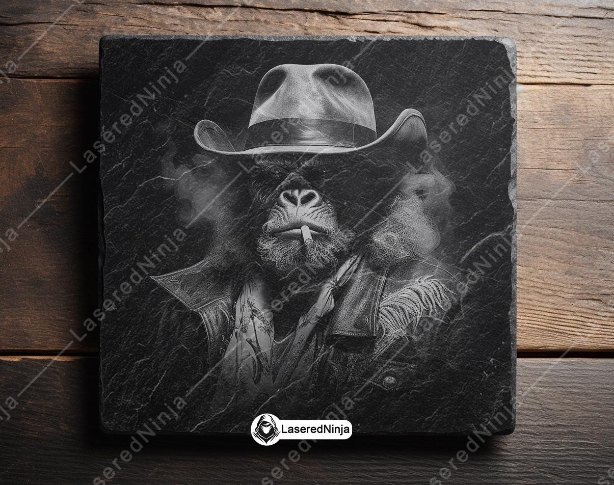 Smoking Gorilla Cowboy Bundle Black and White Western Ape Portraits ...