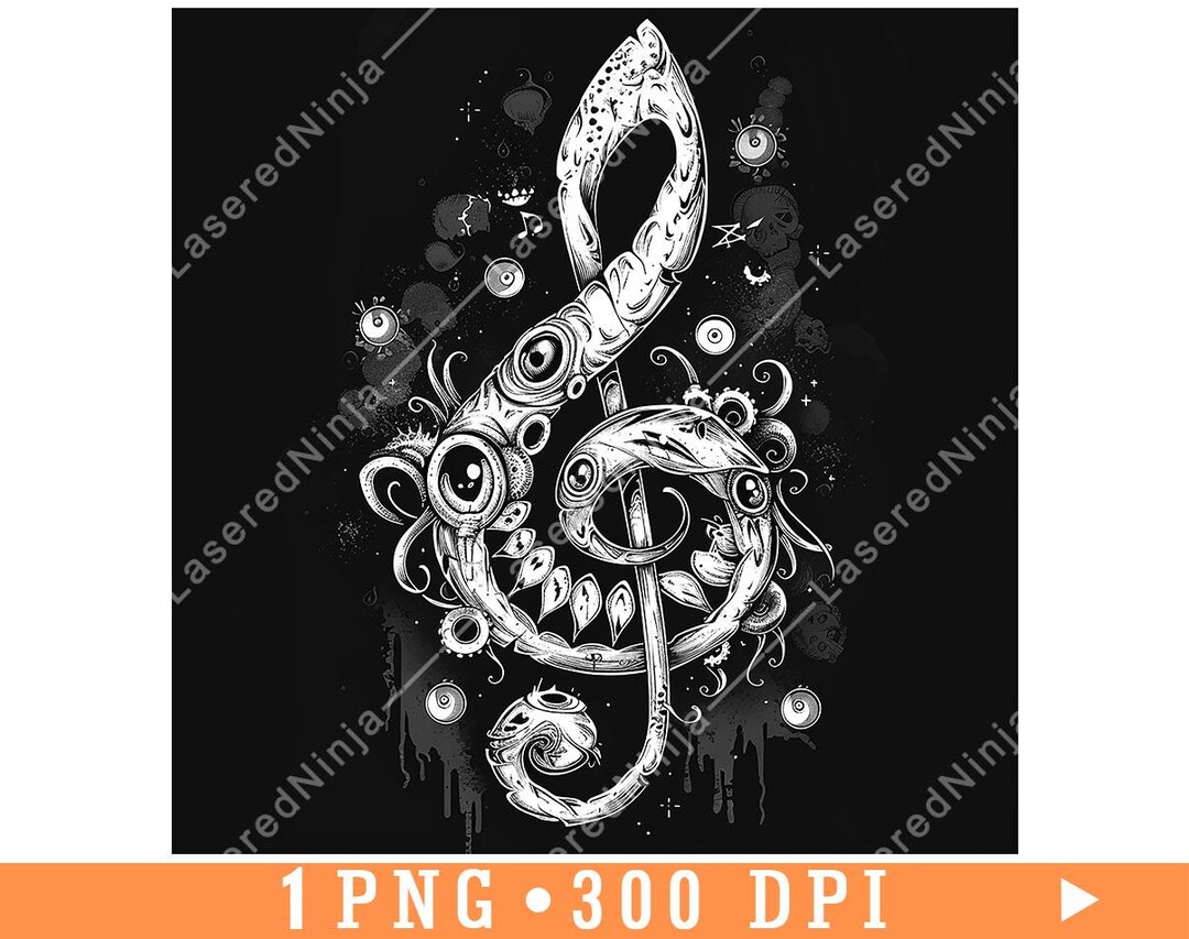 Creepy Alien Eyes Musical Note Treble Clef Symbol Horror Laser File ...