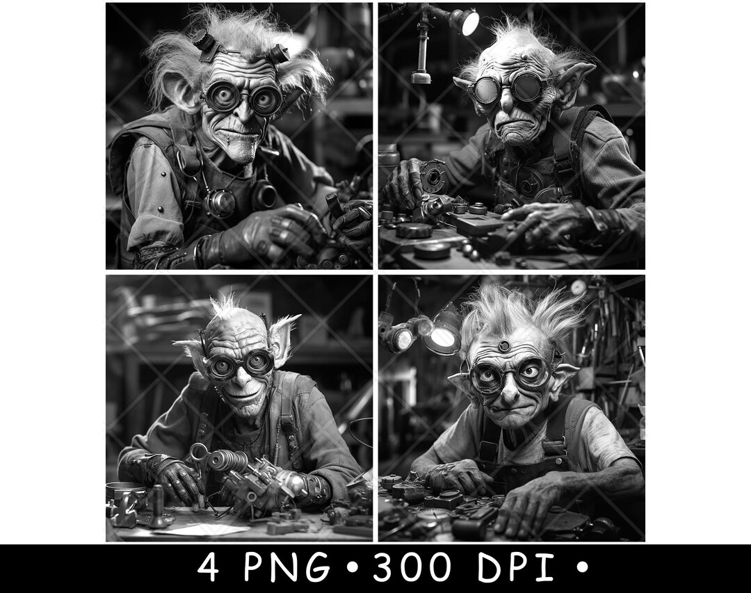 Steampunk Goblin Mad Scientist Fiction Elf Mechanic Tools Laser File ...
