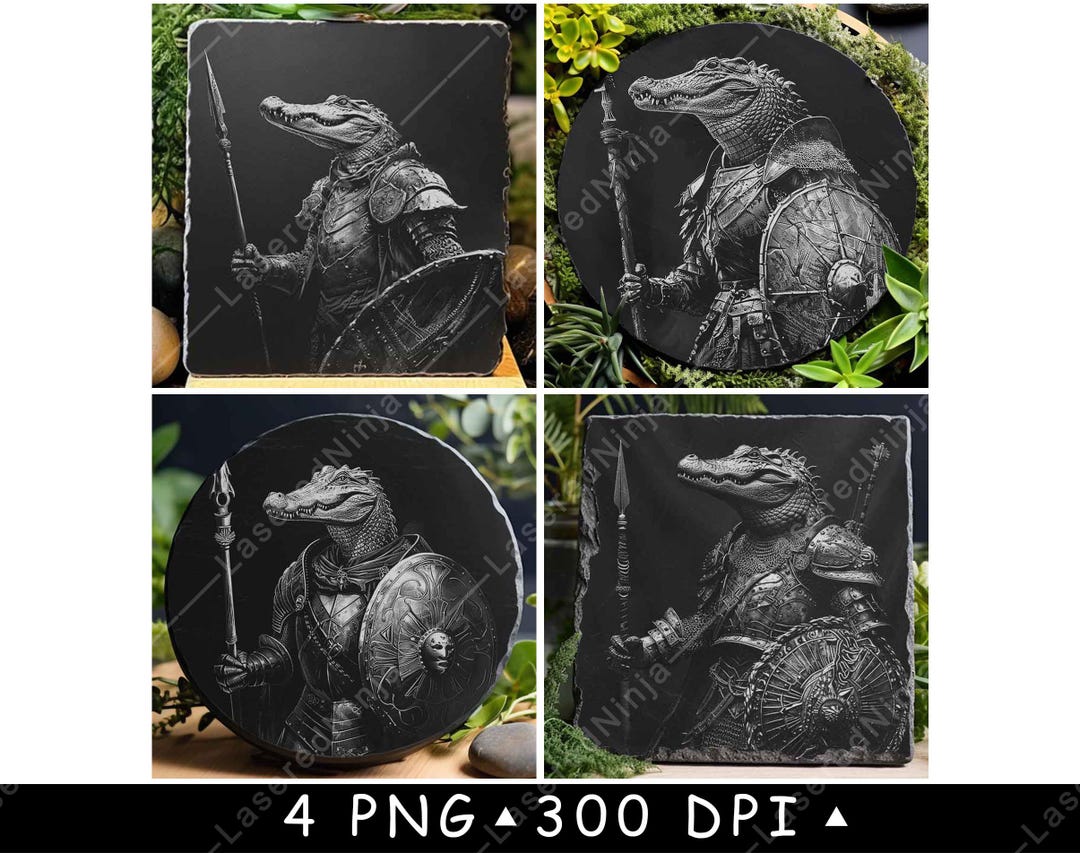 Alligator Knight Shield Spear Reptile Animal Fantasy Myth Laser File ...
