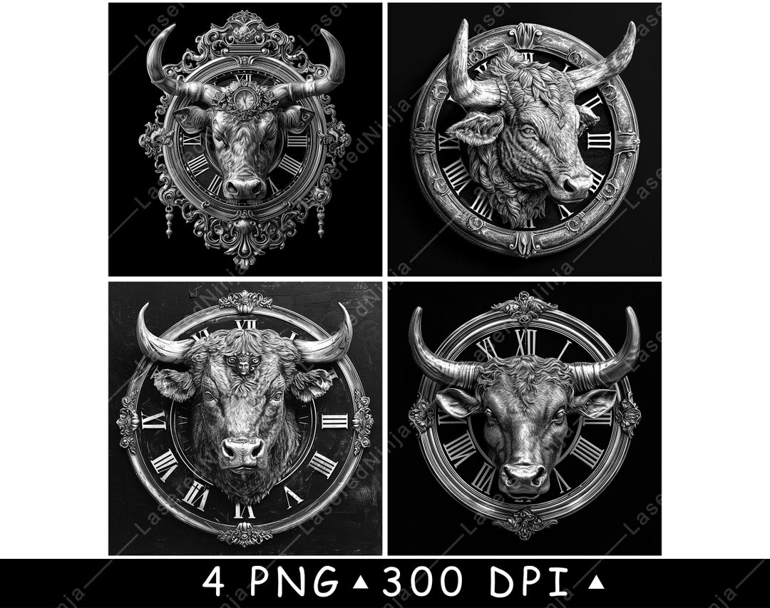 Bull Head Wall Clock Quartz Cattle Cowboy Western Hours Laser File ...