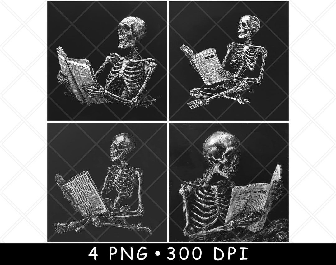 Skeleton Reading Newspaper Scene Corpse Skull Halloween Laser File ...