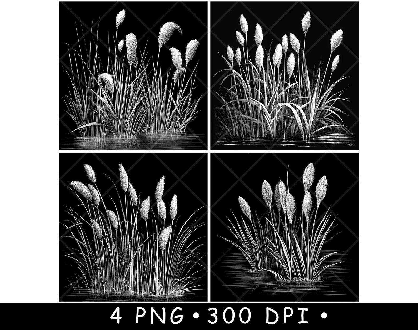 Cattail Reed Typha Marsh Swamp Pond Grass Wetland Plants Laser File ...