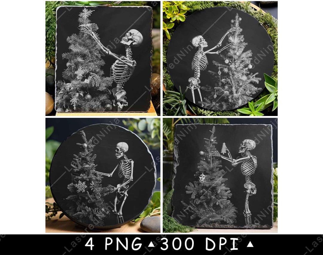 Skeleton Christmas Tree Skeletal Bones Holiday Halloween Laser File ...