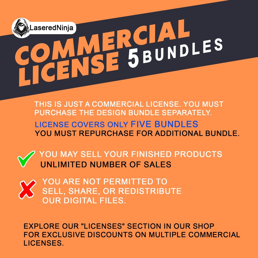 Commercial License for 5 Bundles - Etsy
