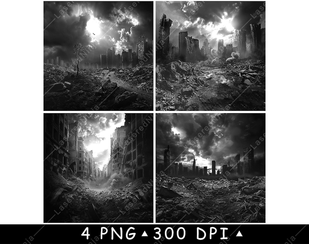 Abandoned City Ruins Destroyed Building Apocalyptic Scene Laser File ...