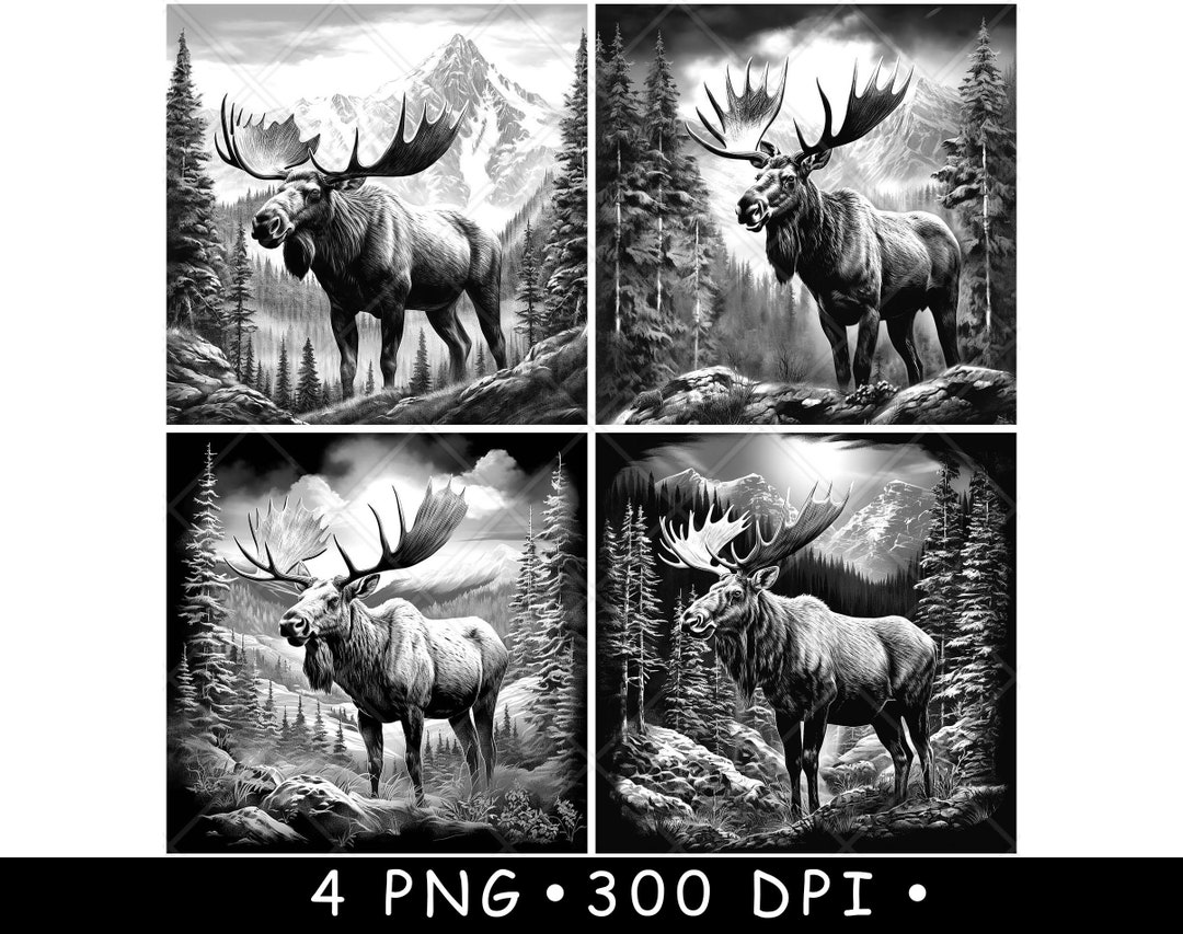 Moose Mountain Valley Snow Winter Elk Antlers Wild Forest Laser File ...