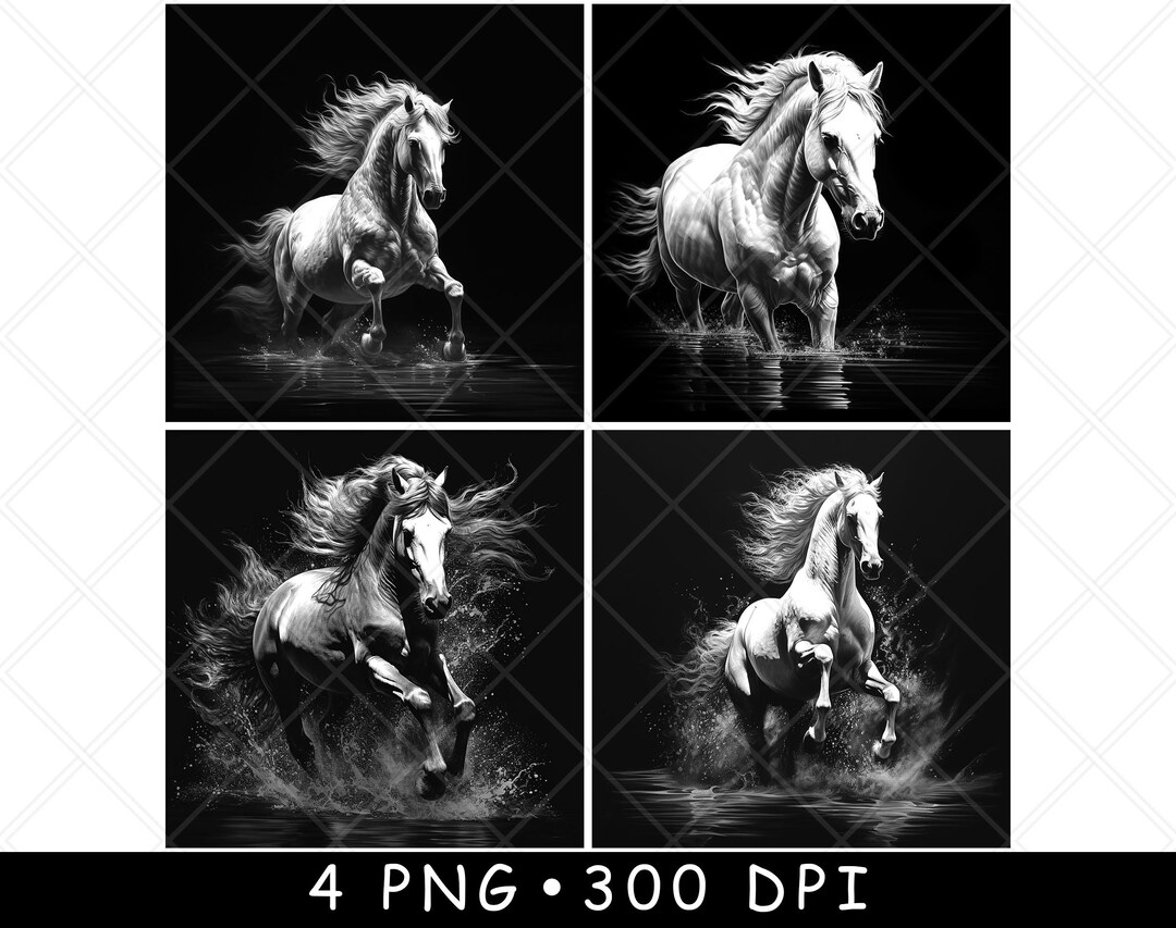 Running Horse Designs With Water Splash Effects for Laser Engraving ...